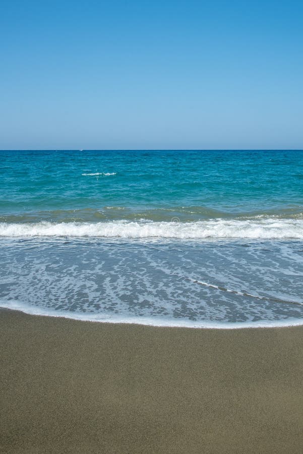 Golden Sand Blue Sea and Clear Blue Sky Stock Photo - Image of outdoor ...