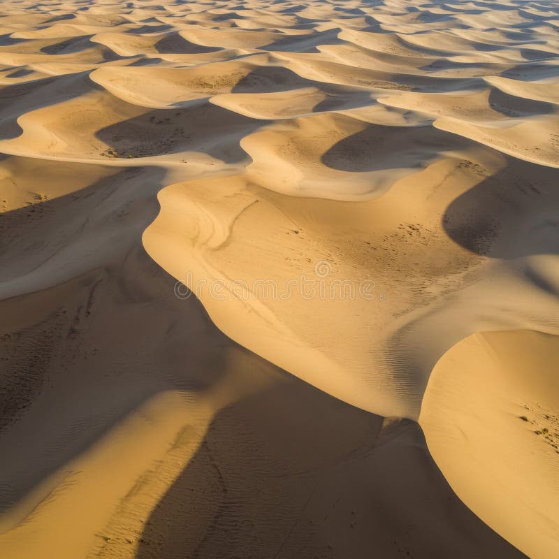 Golden Sand Dunes Desert Aerial View Stock Illustration - Illustration ...