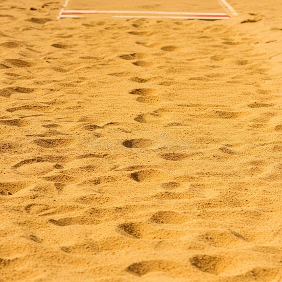 Golden Sand with Footprints Creates a Textured Surface, Leading To a ...