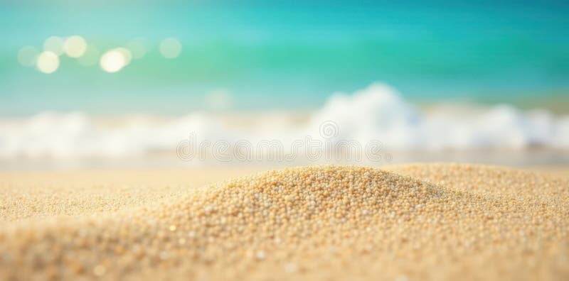 Golden Sand, Soft Texture, Blurred Turquoise Ocean, Scenic, Warm Stock ...