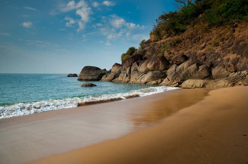 Golden sandy beach stock photo. Image of stones, desert - 12872490