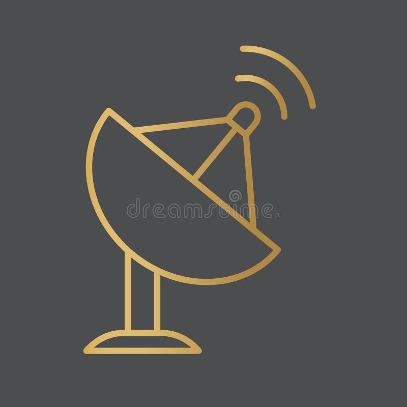 Golden Satellite Communication Icon Stock Vector - Illustration of sign ...