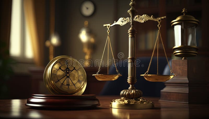 A Golden Scale with a Clock and a Golden Scale on it. Stock ...