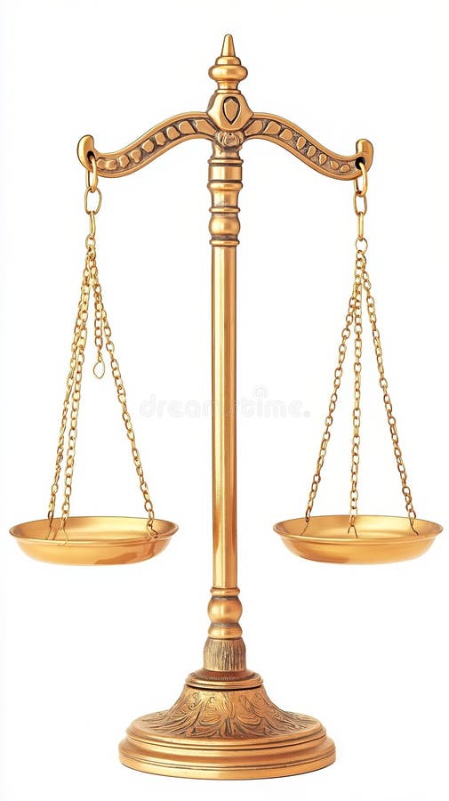 A Golden Scale of Justice on a White Background Stock Illustration ...