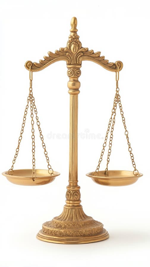 A Golden Scale of Justice on a White Background Stock Illustration ...