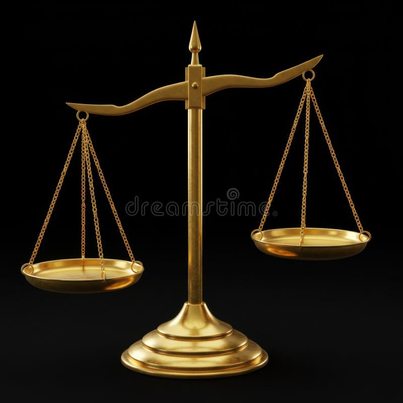 Golden Scales of Justice on Black Background Stock Illustration ...