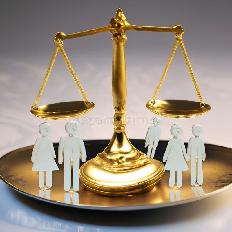 Golden Scales of Justice Human Right Concept Stock Illustration ...