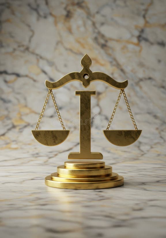 Golden Scales of Justice on Marble Base Stock Illustration ...