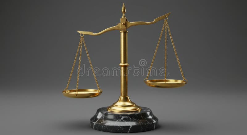 Golden Scales of Justice on Marble Base Stock Illustration ...