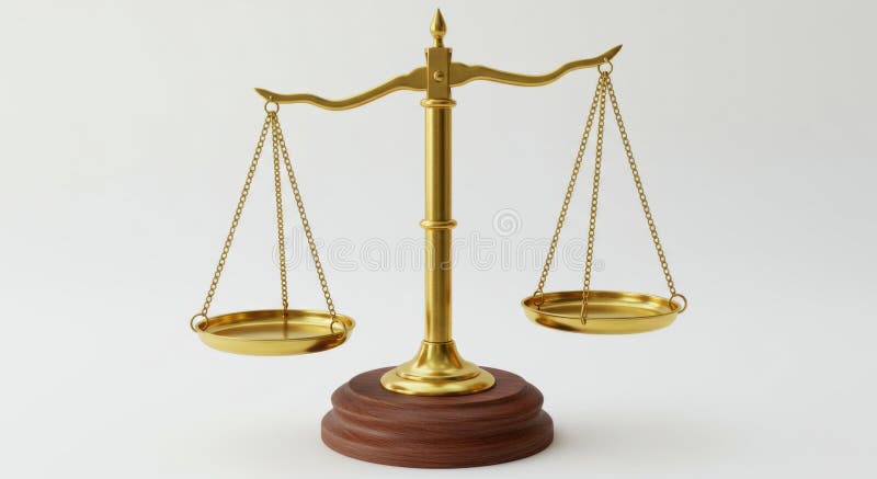 Golden Scales of Justice on Wooden Base Stock Illustration ...