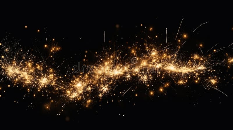 Golden Scattering of Sparks on a Black Background Stock Illustration ...