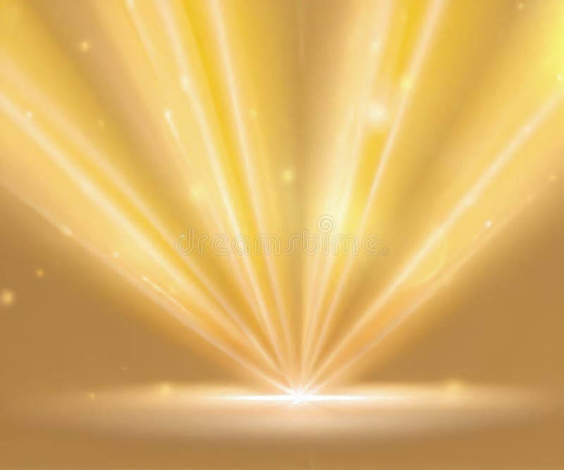 Golden Scene with Light Rays Effect Stock Illustration - Illustration ...