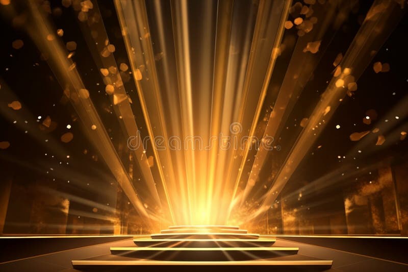 Golden Scene with Light Rays Effect. Stock Illustration - Illustration ...