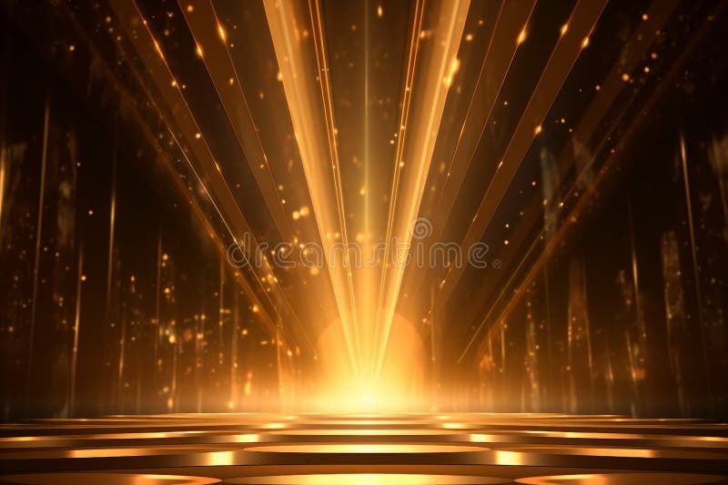 Golden Scene with Light Rays Effect. Stock Illustration - Illustration ...