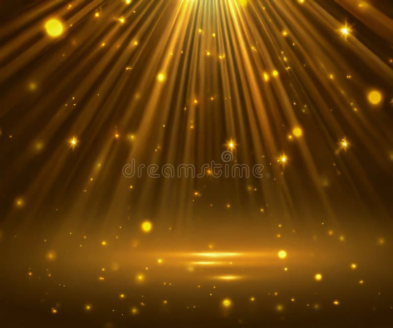 Golden Scene with Light Rays Effect Stock Illustration - Illustration ...