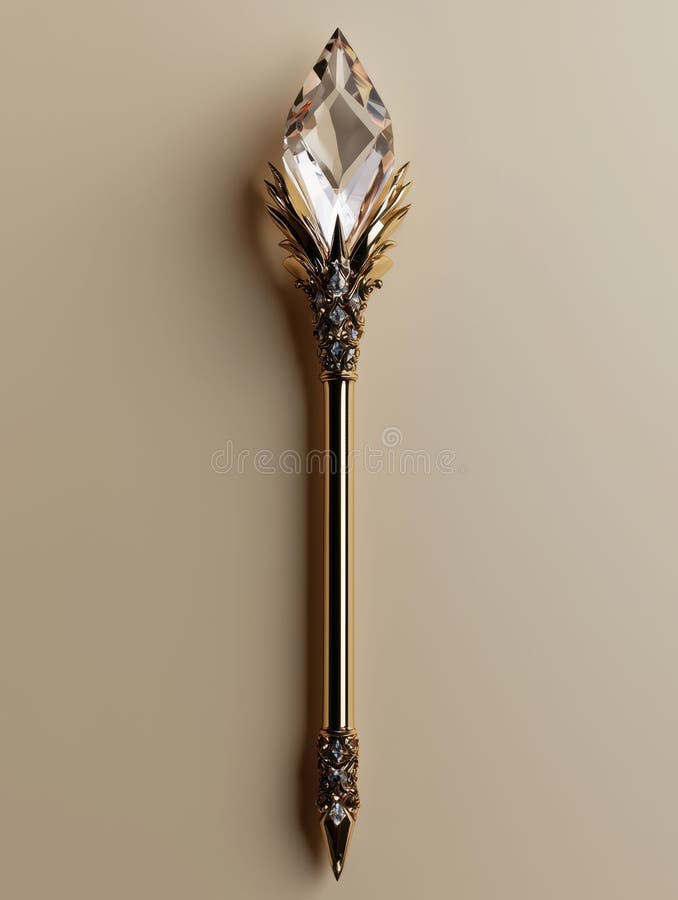 Golden Scepter with a Large Gemstone on Top Stock Illustration ...
