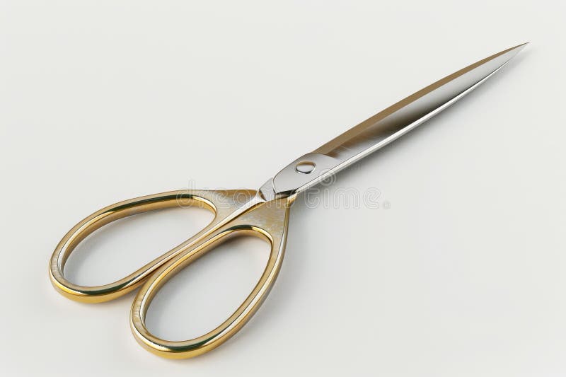 Elegant Golden Scissors with Sharp Silver Blade on Light Background ...