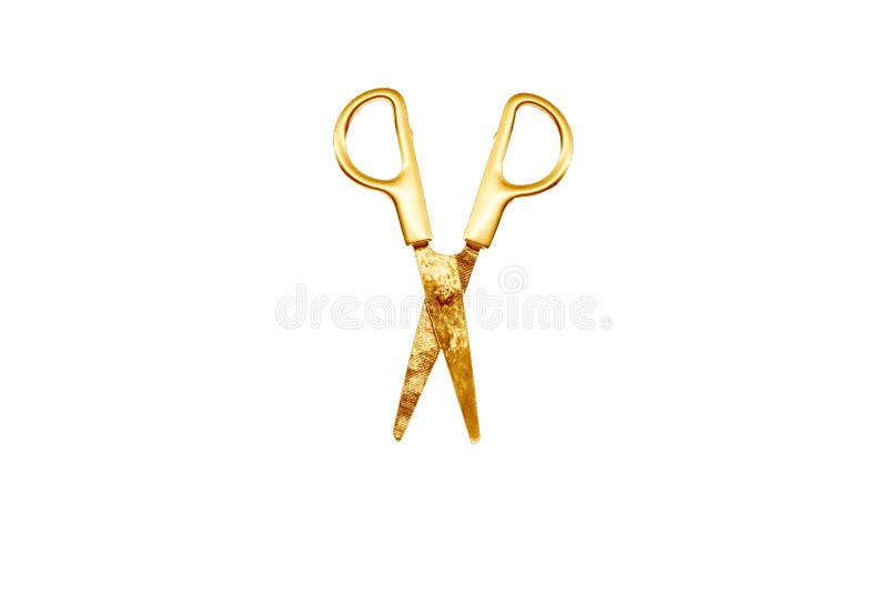 Golden Scissors Isolated on White Stock Photo - Image of precious ...