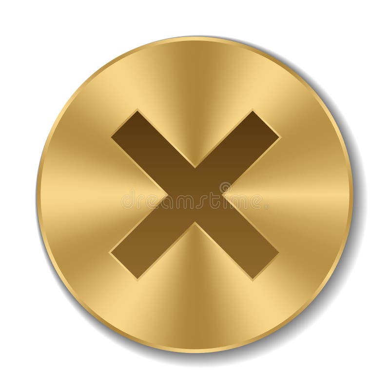 Golden Head. Realistic Metal Screw. Top View Head of Stock Vector ...