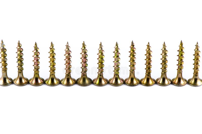 Golden Screws Isolated on White Stock Photo - Image of house, hardware ...