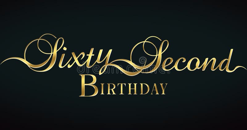62nd Birthday in Words Gold Lettering on Transparent Background Stock ...