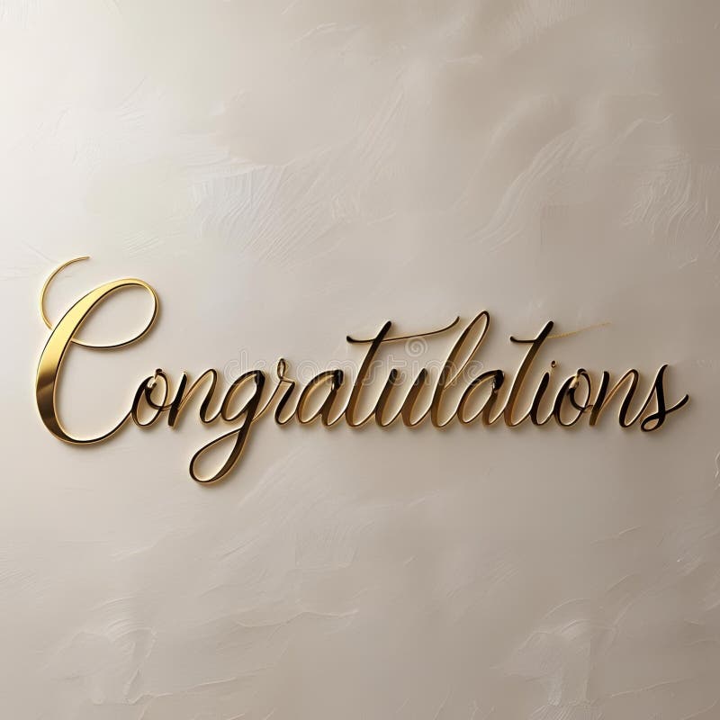 Golden Script Letters Spelling "Congratulations". AI Generated. Stock ...