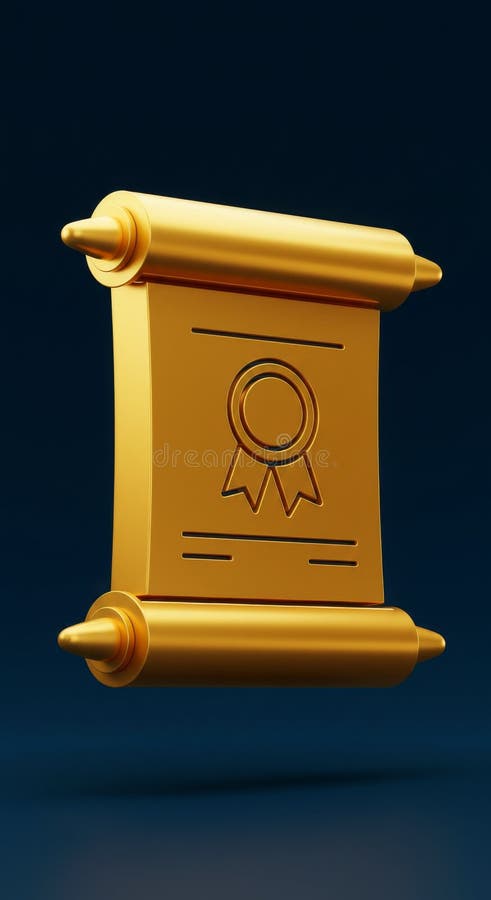 Golden Scroll Award Certificate 3D Render Stock Illustration ...
