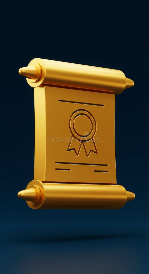 Golden Scroll Award Certificate 3D Render Stock Illustration ...
