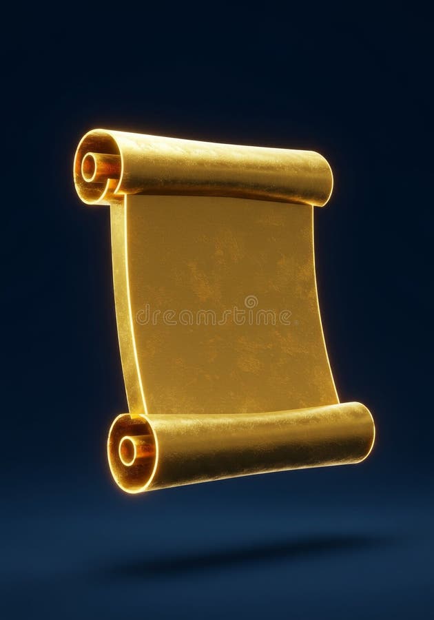 Golden Scroll on Dark Blue Background Stock Illustration - Illustration ...
