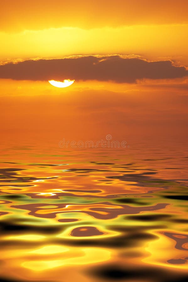 Golden sea stock photo. Image of orange, sunset, ocean - 2524352