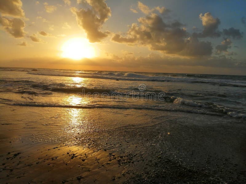 The Golden Sea stock image. Image of coast, horizon - 369657037