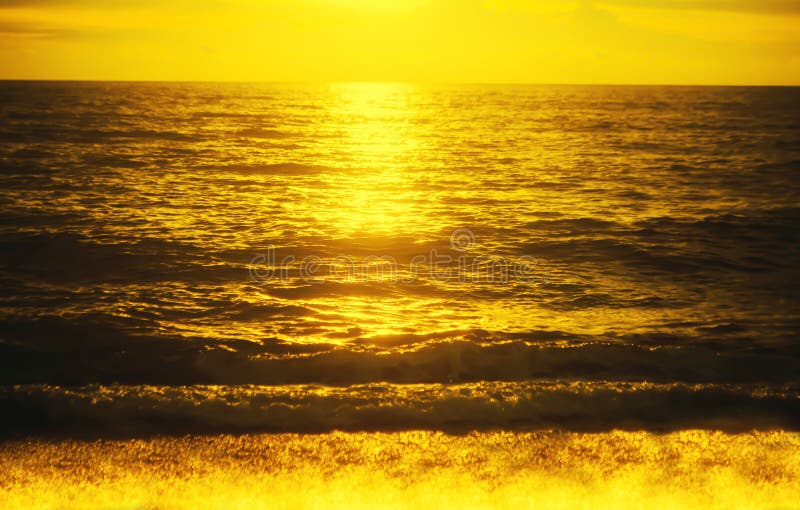 Golden Sea Water and the Beach at Sunset Stock Image - Image of orange ...