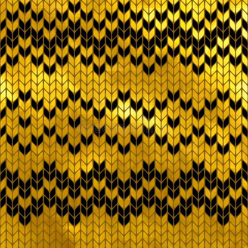 Golden Seamless Knitted Pattern Stock Illustration - Illustration of ...