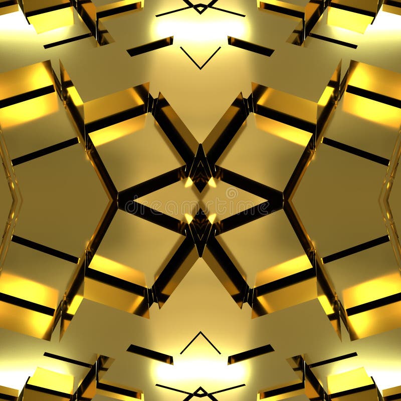 Golden Seamless Texture with Mirror Cubes of Different Sizes. Randomly ...