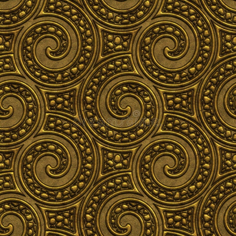 Golden Seamless Texture with a Relief Pattern Stock Illustration ...
