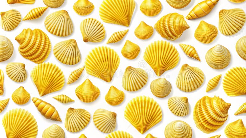 Golden Seashells Pattern, Seashell, Texture, Background, White Stock ...