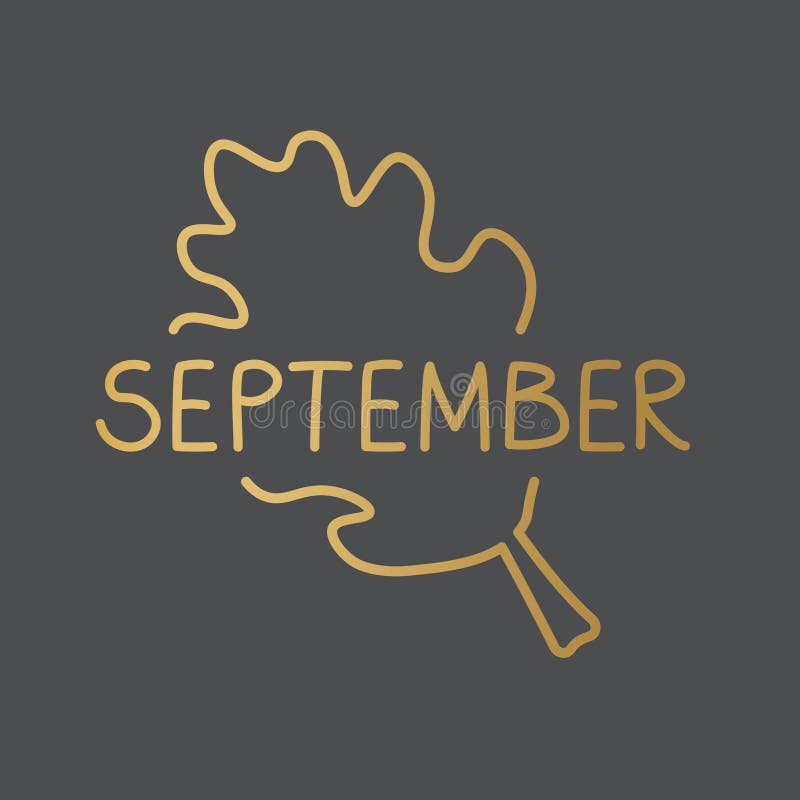 September Word Handwritten Lettering in Colorful Autumn Leaves Wreath ...