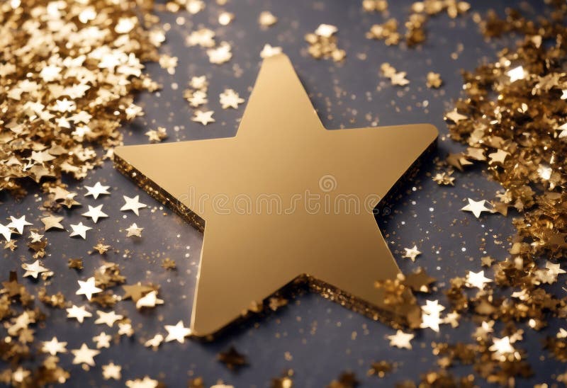 Golden Sequins Star Arranged Confetti Rectangular Frame Shaped Form ...