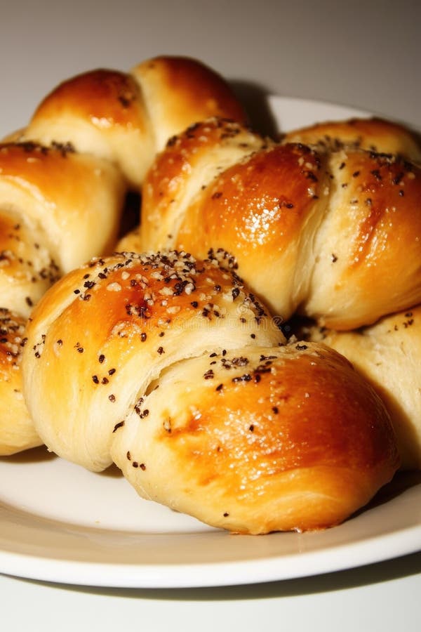 Golden Sesame Seed Bread Rolls on Plate Stock Image - Image of rolls ...