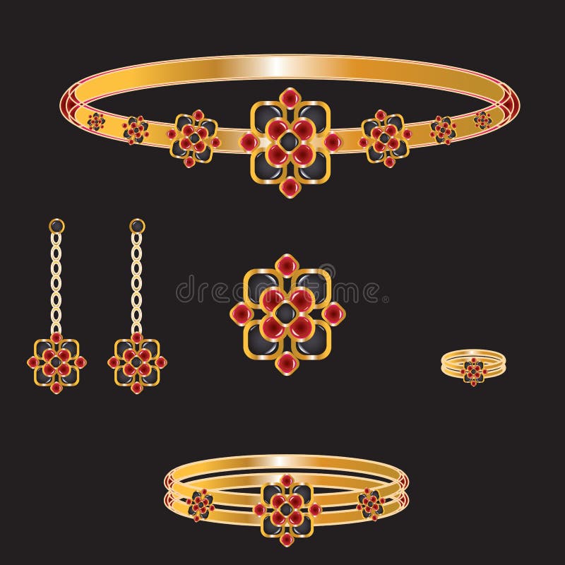 Golden set stock vector. Illustration of light, jewellery - 27464793