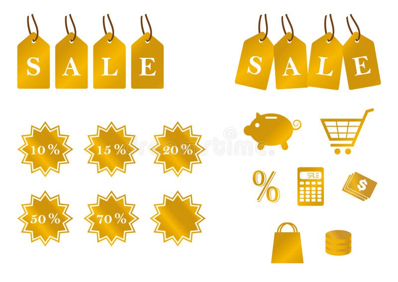Golden Set Sale Icons Stock Illustrations – 804 Golden Set Sale Icons ...