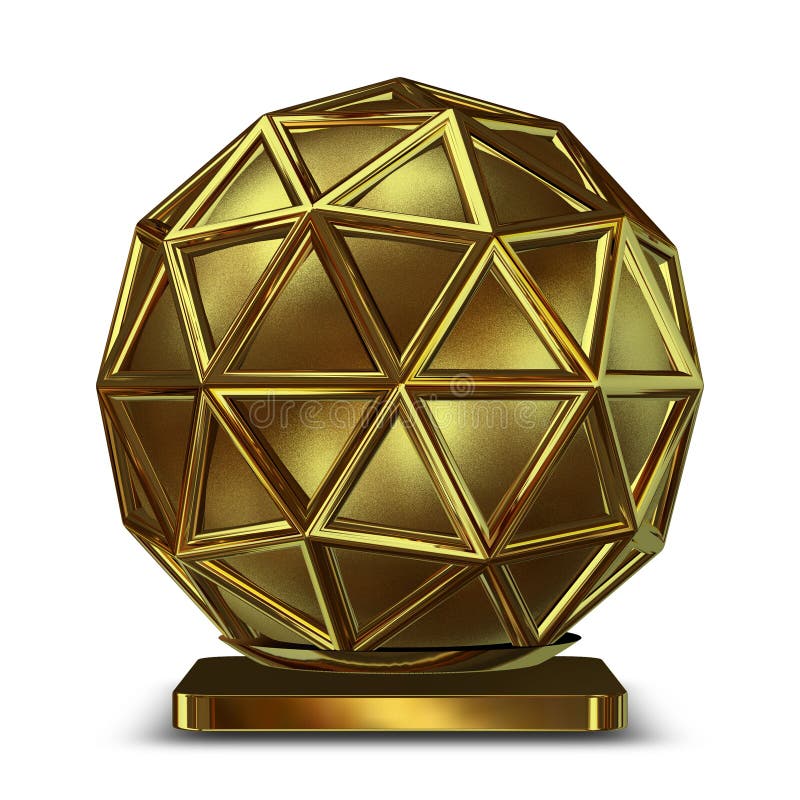 Golden Shape, 3D Render, Geometric Figure, Unique Design, Background ...