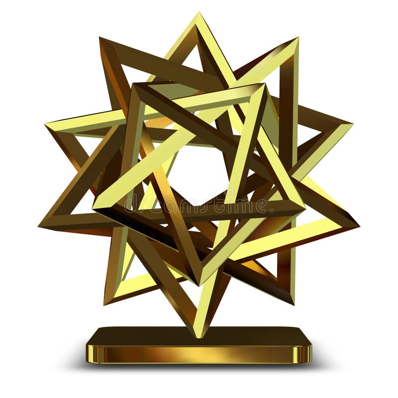 Golden Shape, Unique Design, Background, Geometric Figure, 3D Render ...