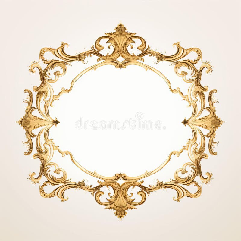 Vintage Rococo-inspired Golden Frame Design on Beige Background Stock ...