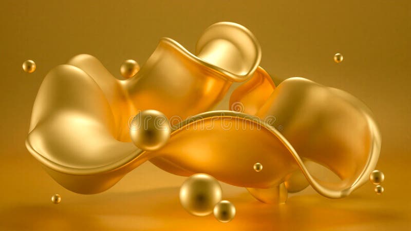 Fluid Golden Forms Dance in Harmony and Elegance Stock Illustration ...