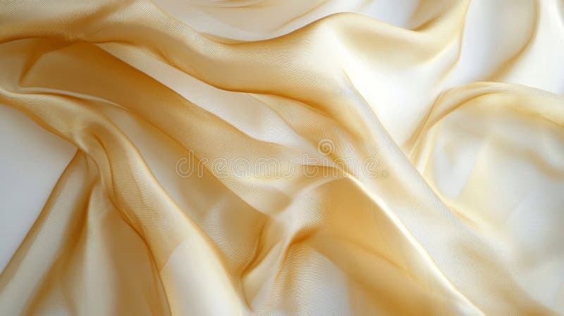 Golden Sheer Fabric Draped on White Background Stock Illustration ...