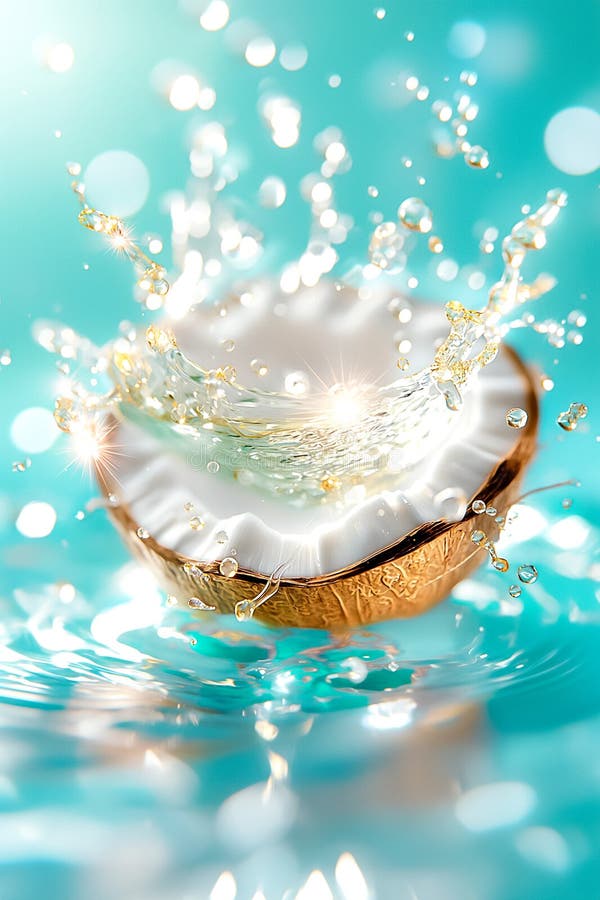 A Golden Shell Breaks Open, Creating a Mesmerizing Splash with Droplets ...