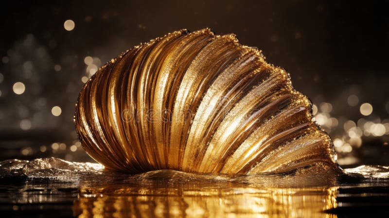 Golden Shell-Like Object Reflecting in Water Stock Illustration ...