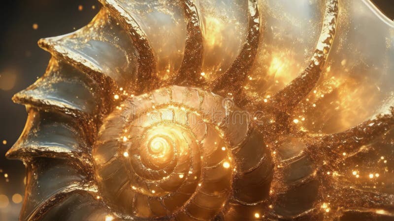 Golden Shell Sparkles in Sunlight with Magical Glow during Twilight ...