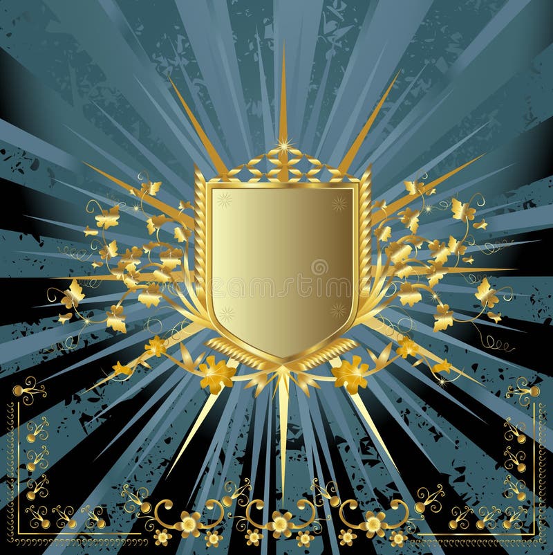 Golden shield stock vector. Illustration of design, crest - 5268007